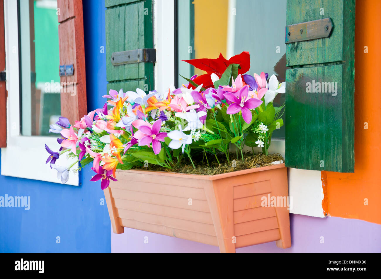 colorful of artificial flower for window decoration Stock Photo - Alamy