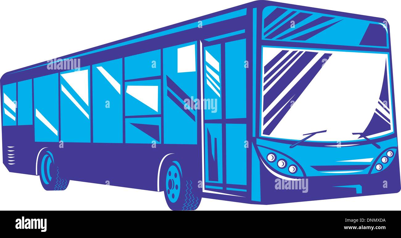 illustration of a shuttle coach bus on isolated background viewed from ...