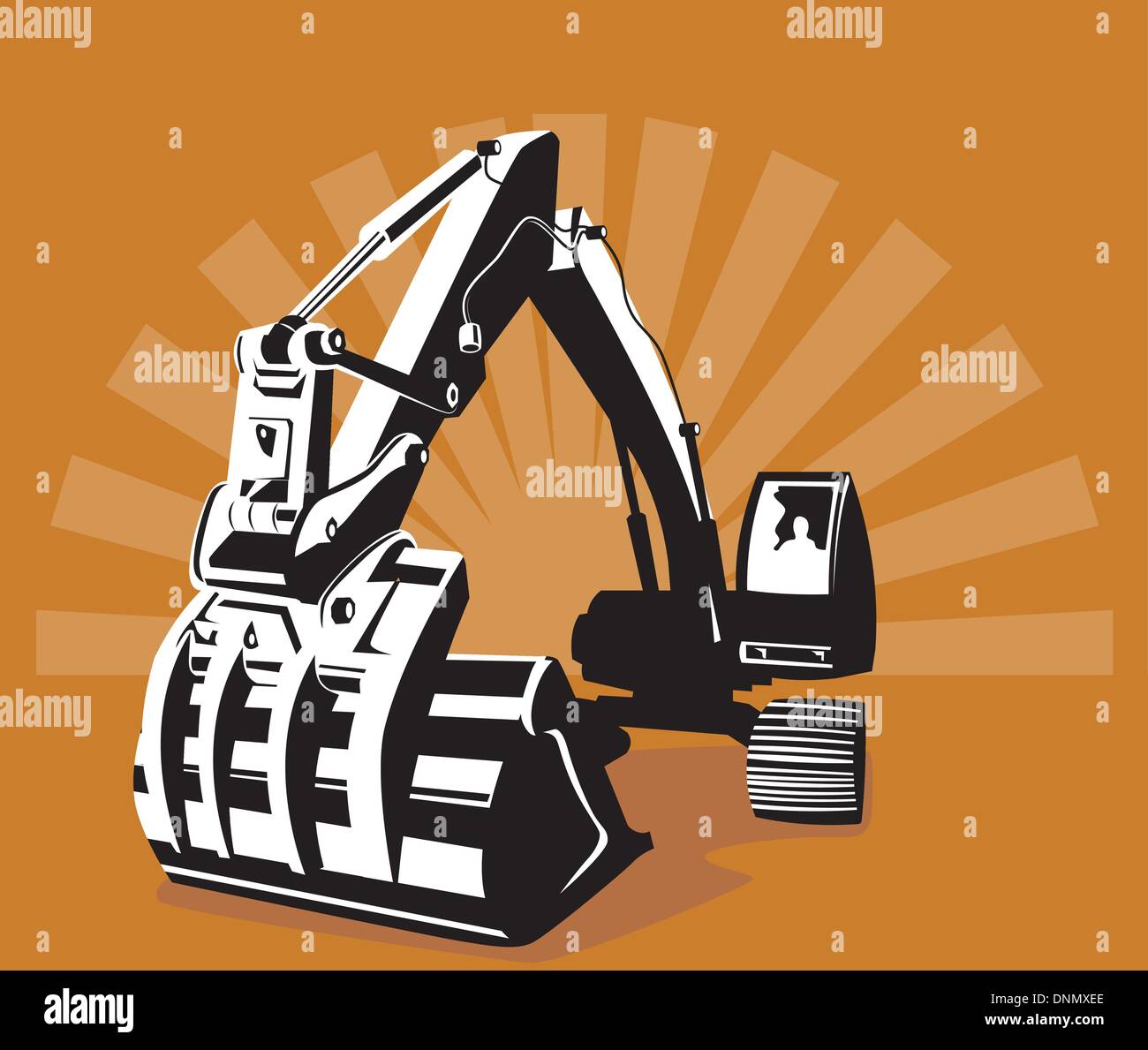 Illustration of a construction digger mechanical excavator done in ...