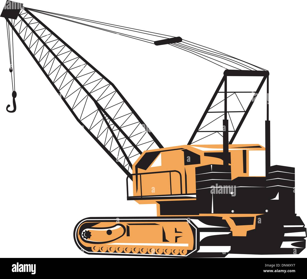 Illustration of a construction crane hoist done in retro style Stock ...
