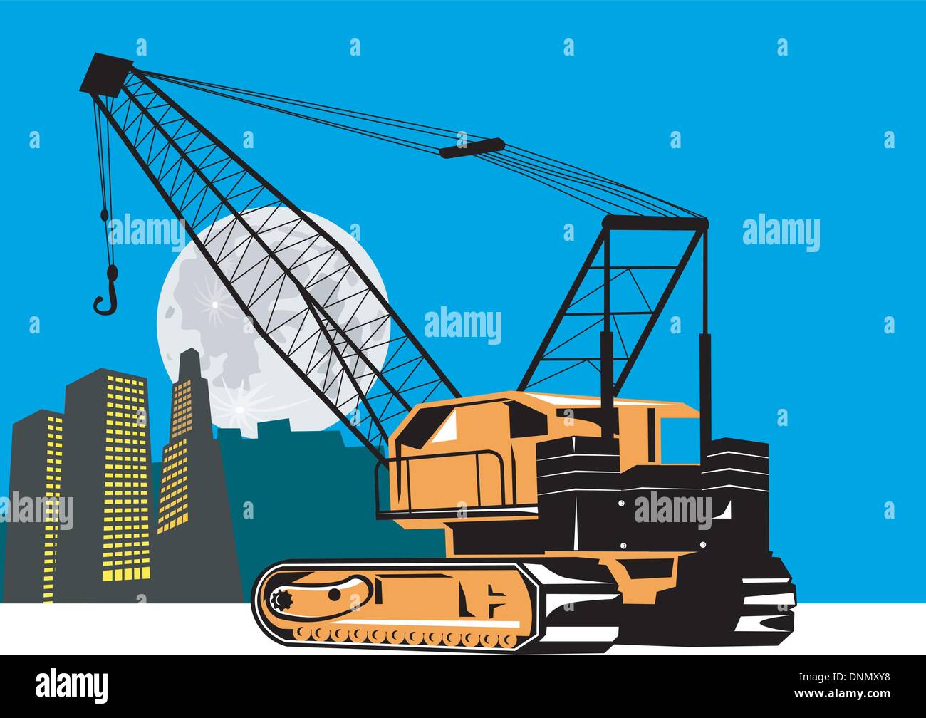 Illustration of a construction crane hoist done in retro style Stock ...