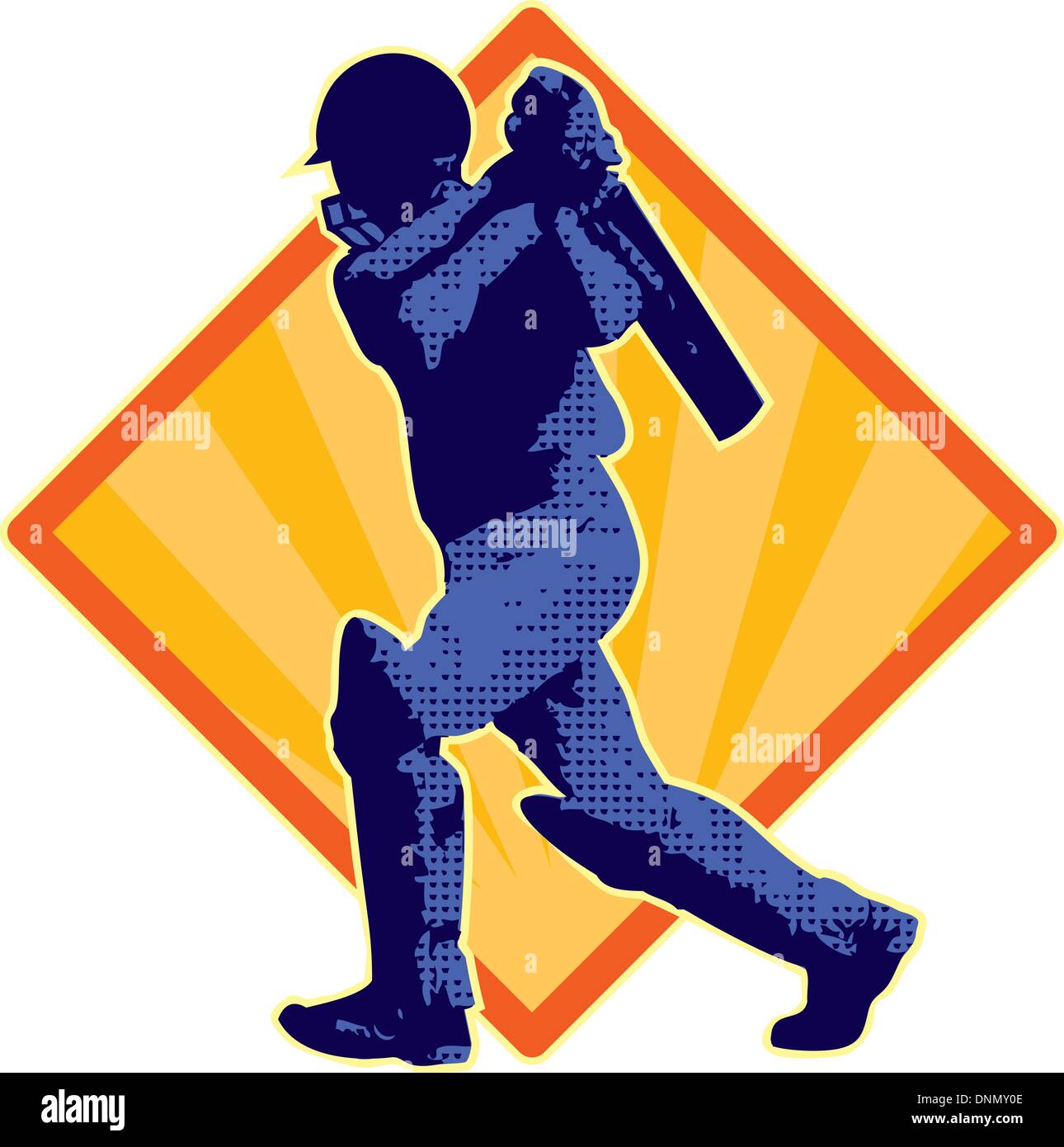 graphic design illustration of a cricket player batsman batting done in ...