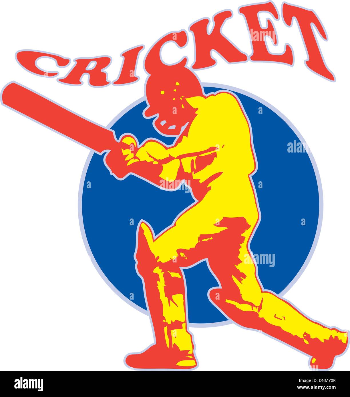 graphic design illustration of a cricket player batsman batting done in ...