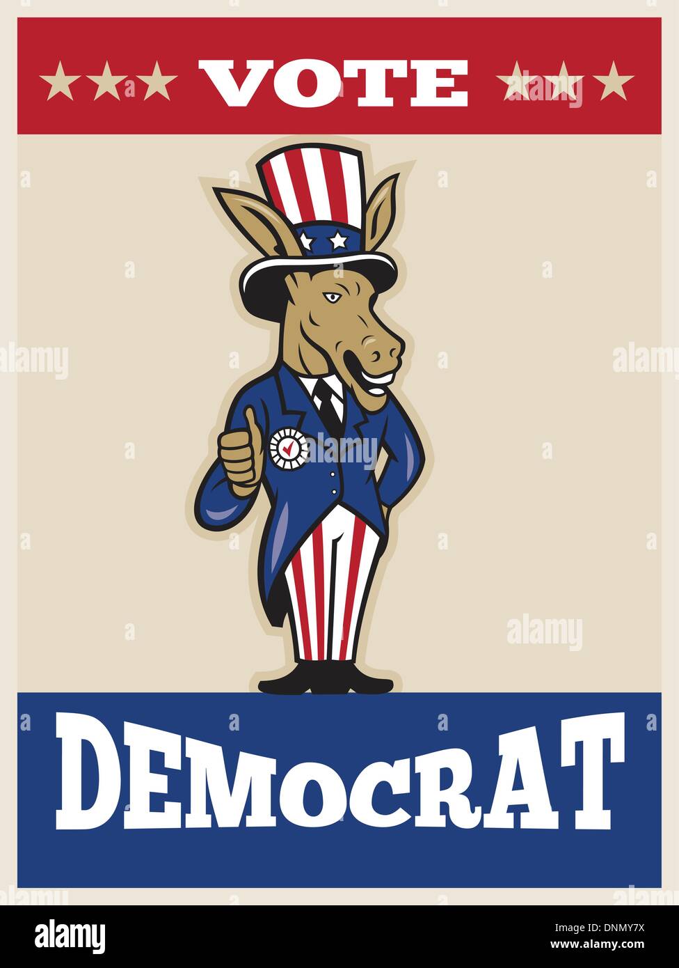 Illustration of a democrat donkey mascot of the democratic grand old ...