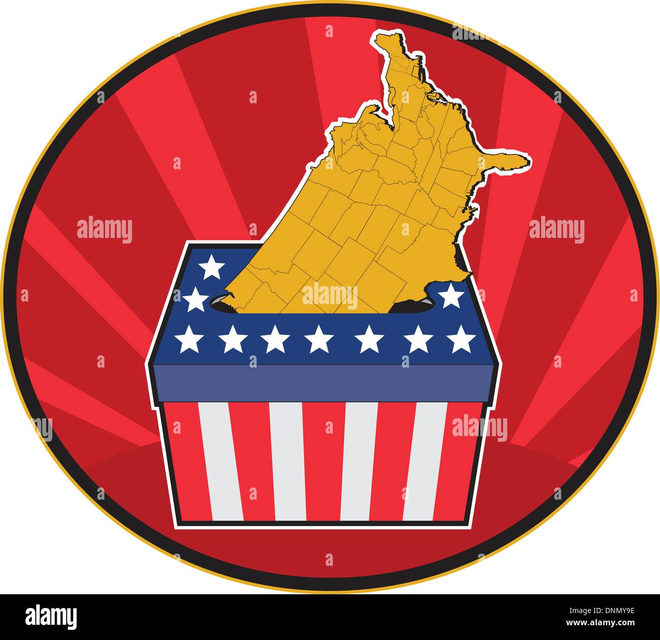 illustration of an election ballot box with American stars and stripes ...