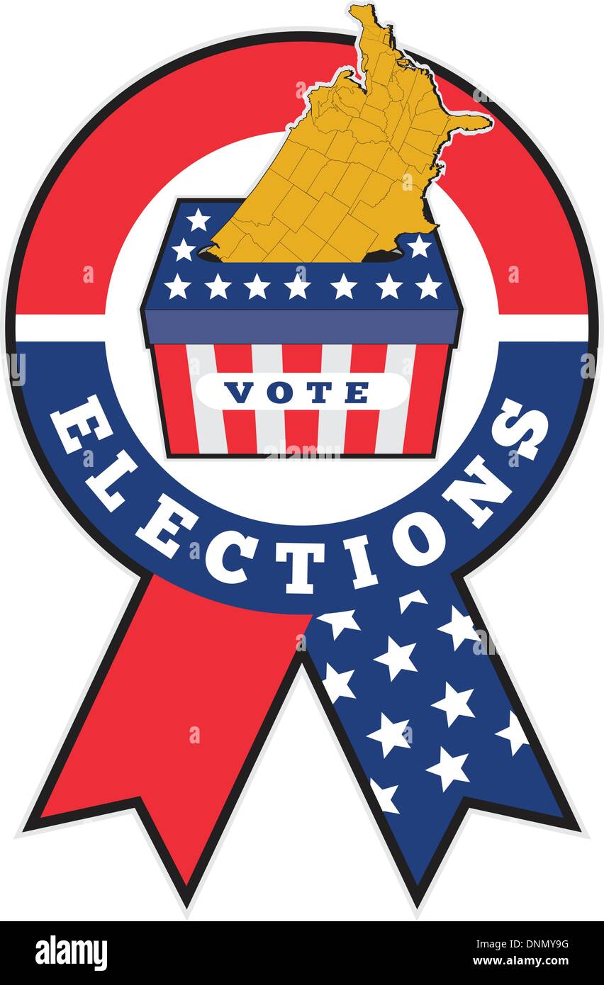 illustration of a ribbon showing election ballot box with American ...