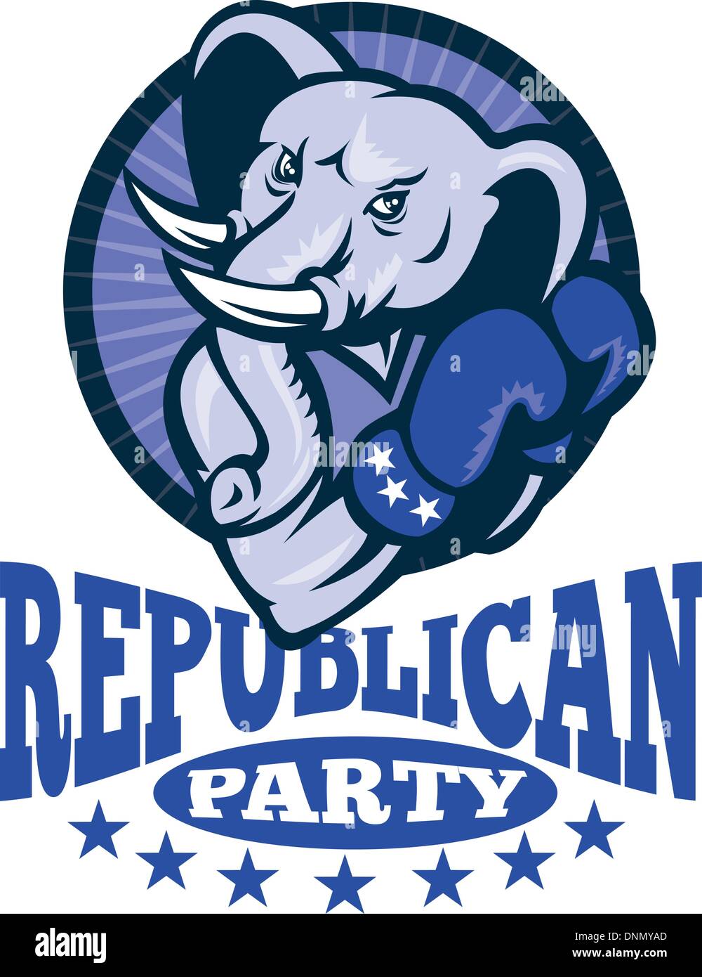 Illustration of a republican elephant mascot boxer boxing with gloves ...