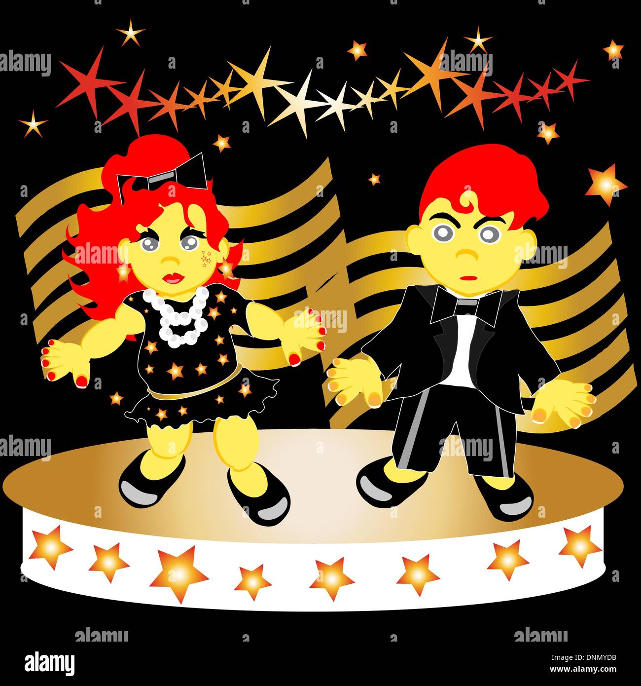 Pair of dancing happy kids. Vector illustration Stock Vector Image ...