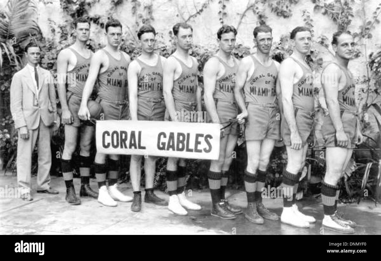The Coral Gables basketball team from the 1920s, captured in a group ...