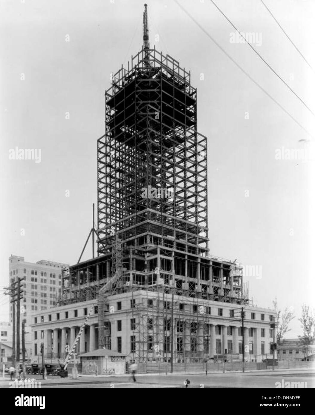 The construction of the Dade County Courthouse in Miami during the ...