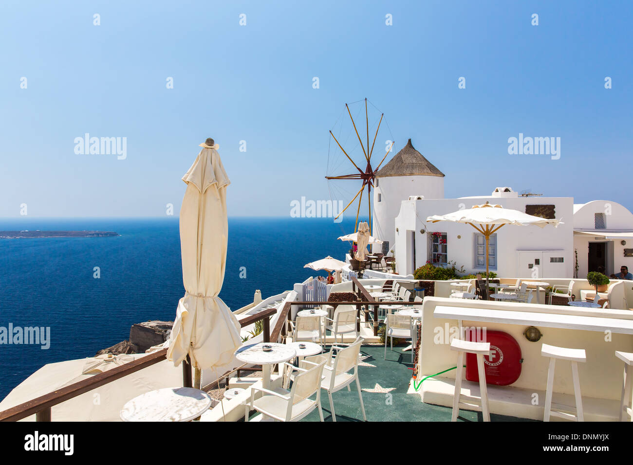 View of Fira town - Santorini island Crete Greece. White concrete ...