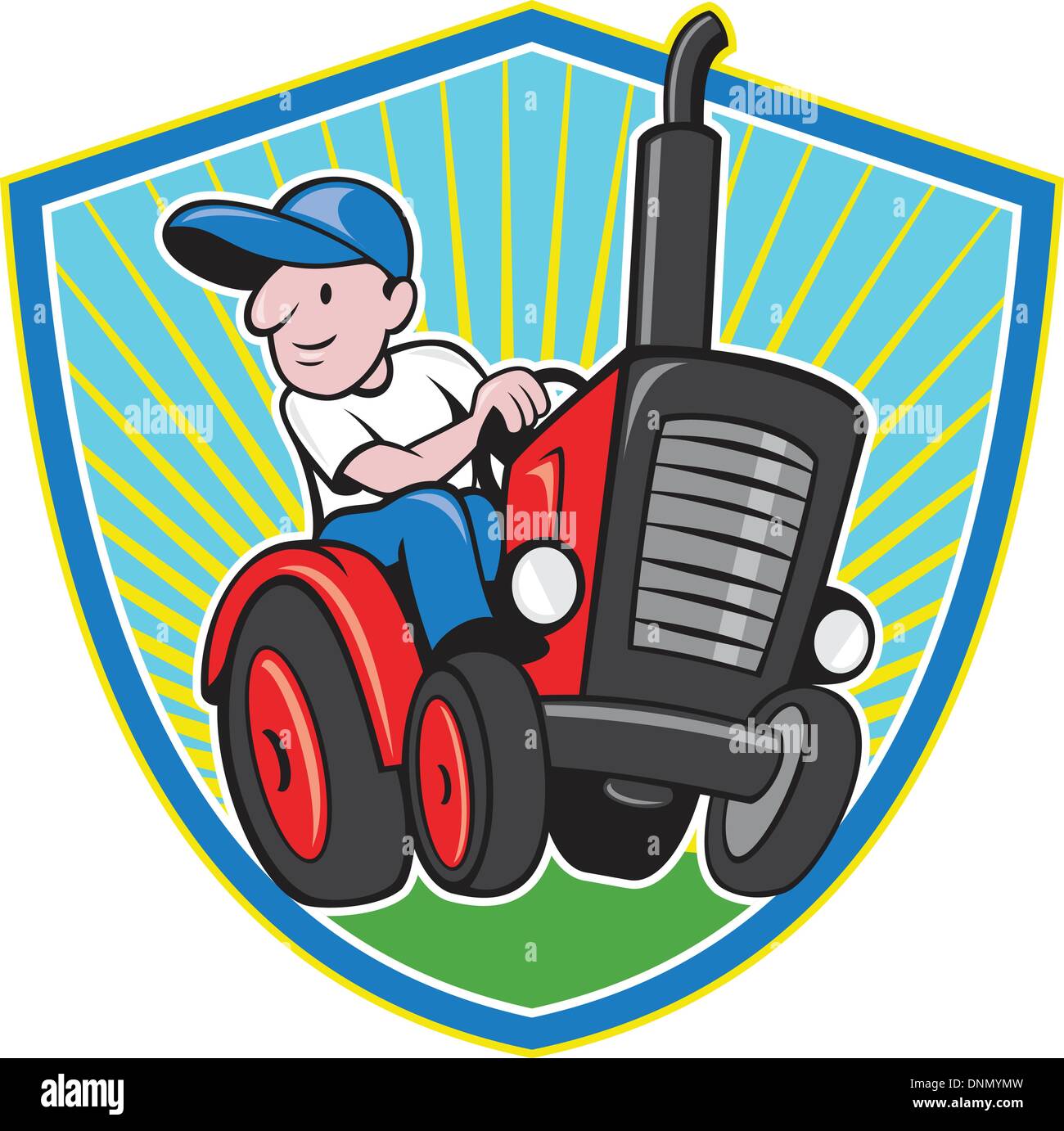 Farmer driving tractor vector cartoon hi-res stock photography and ...