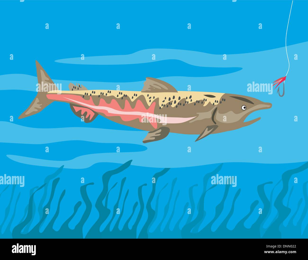 Illustration of a trout fish done in retro style Stock Vector Image ...