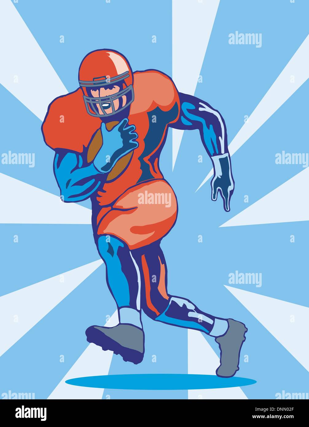 Illustration of a football player running done in retro style Stock ...