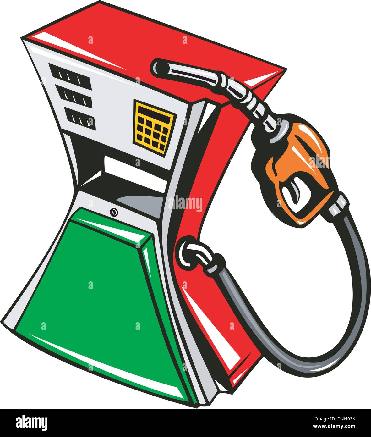 Illustration of a gas gasoline fuel pump station with nozzle done in ...