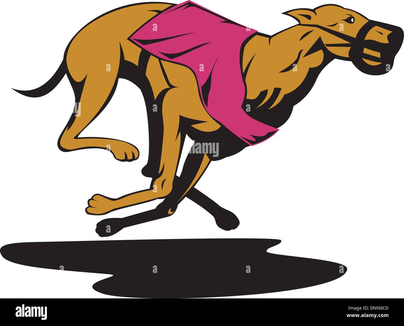 Illustration of a greyhound dog racing done in retro style Stock Vector ...
