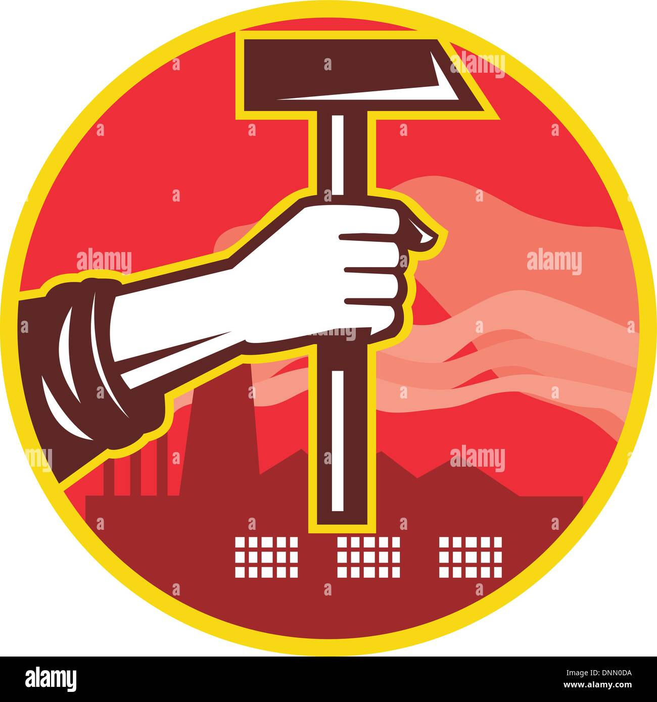 Hammer in hand holding Stock Vector Images - Alamy