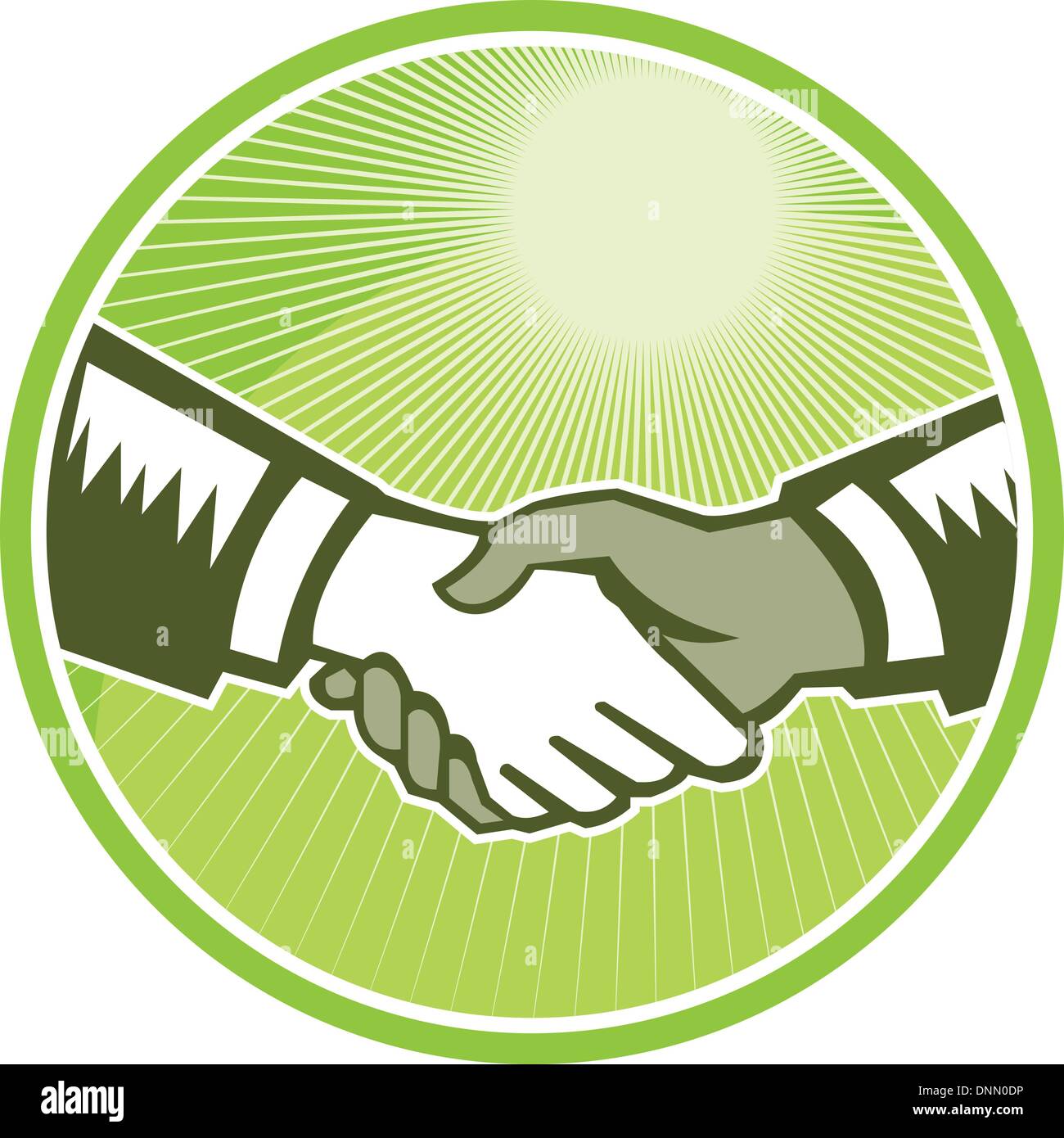 Illustration of two hands in handshake one white and the other black ...