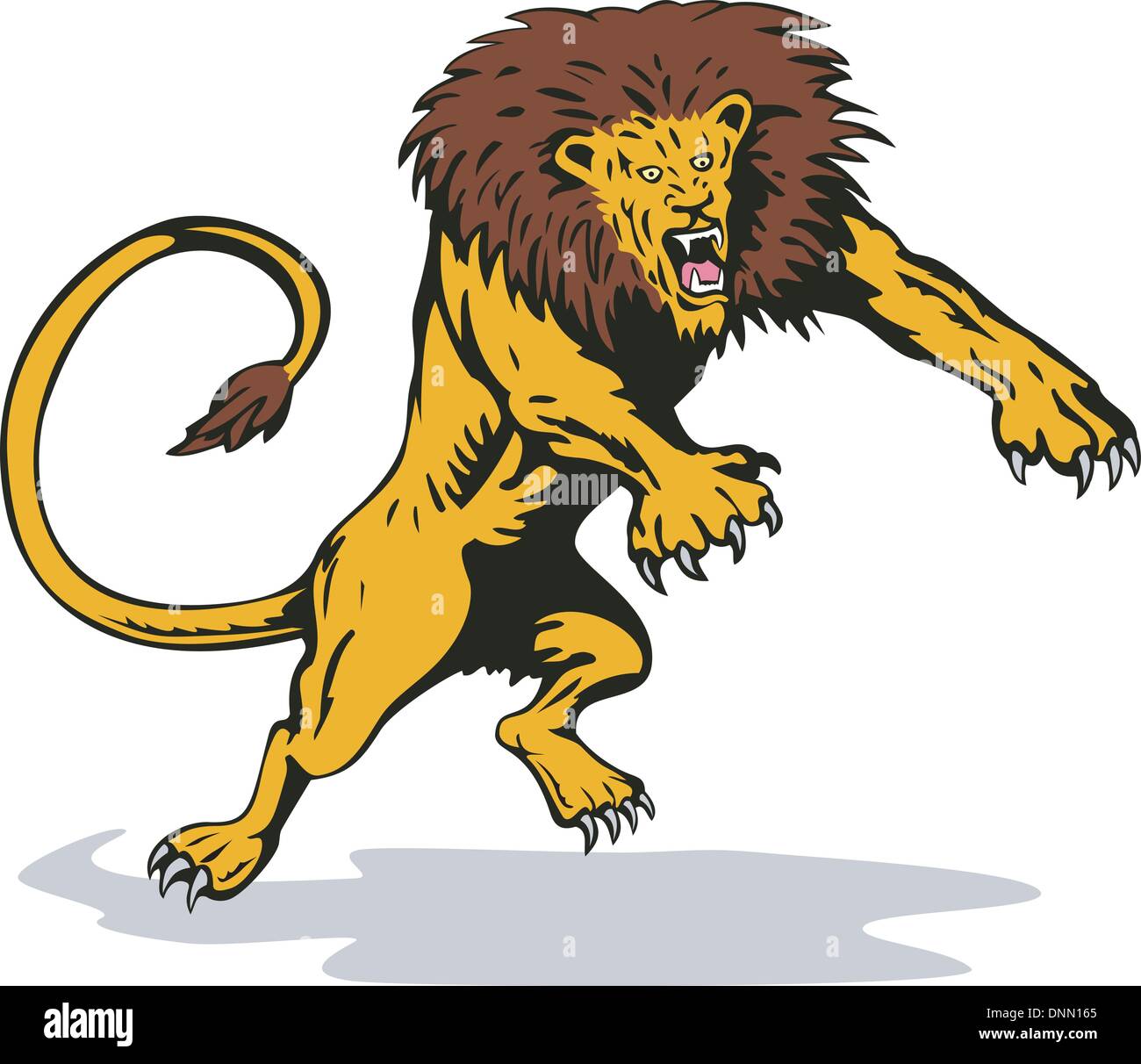 Lion Attacking Man On Elephant