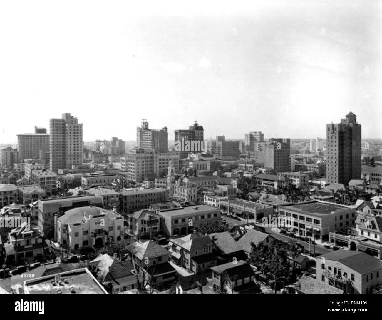 A 1920s view of downtown Miami from the Alcazar Hotel, capturing the ...