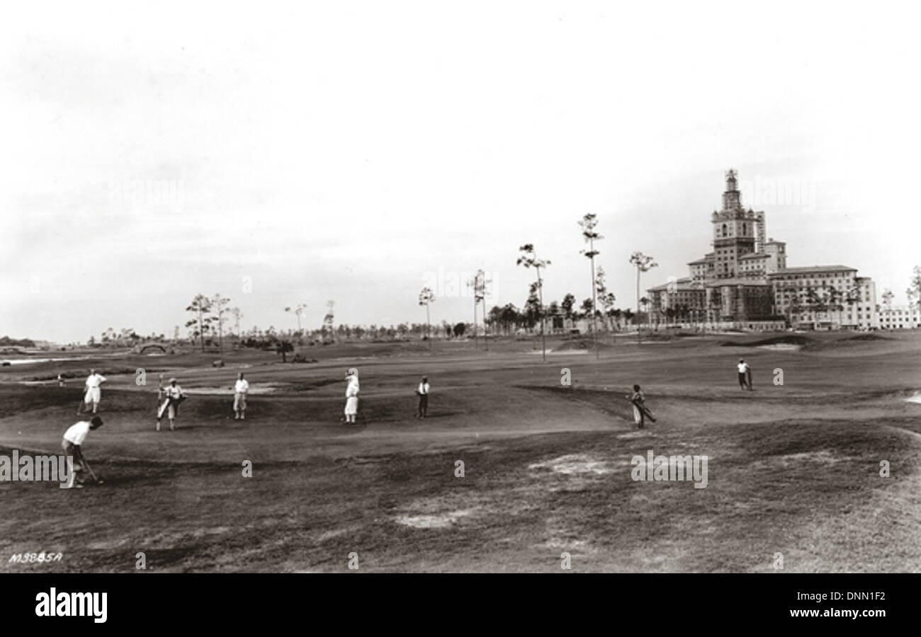A photograph from the 1920s showing golfers at the Miami Biltmore Golf ...