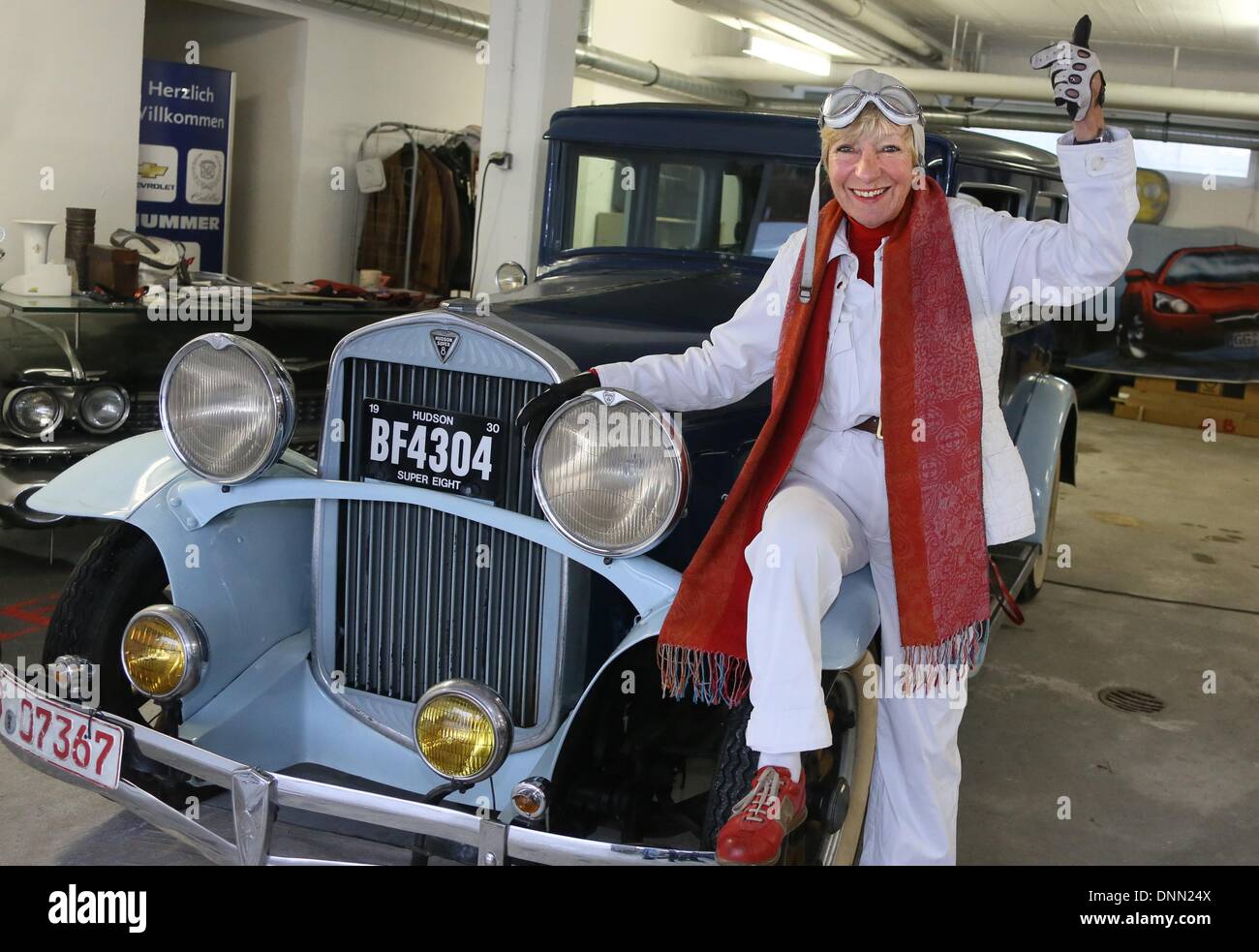 Berlin, Germany. 22nd Nov, 2013. Rally racing driver Heidi Hetzer leans ...