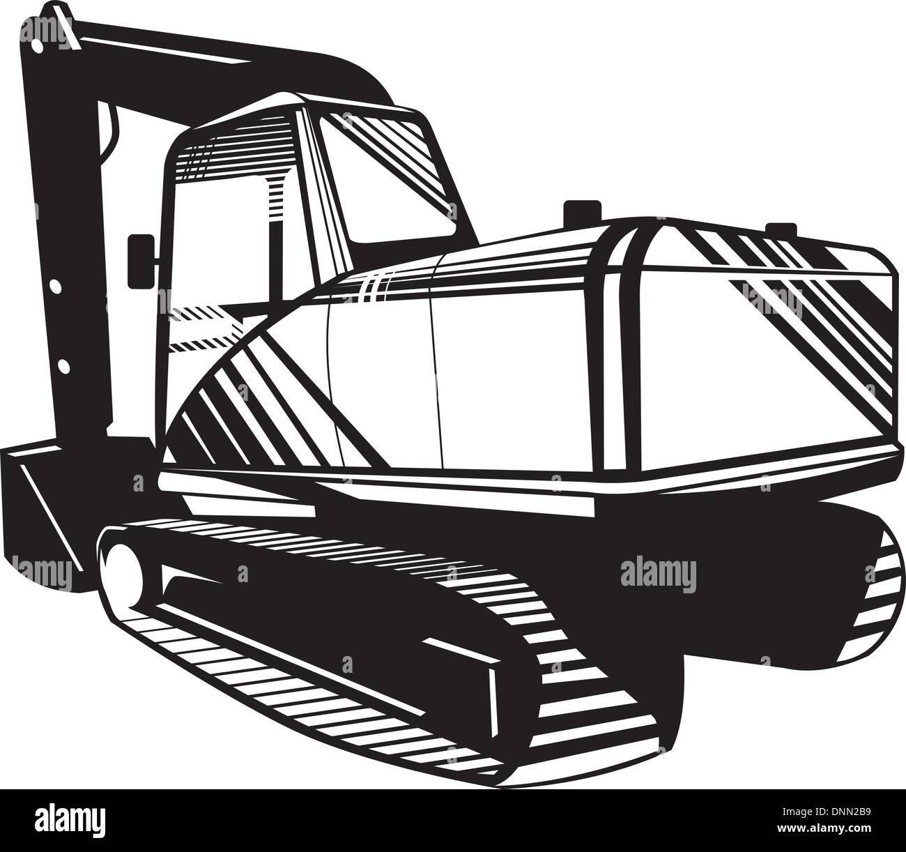 Illustration of a construction digger mechanical excavator done in ...