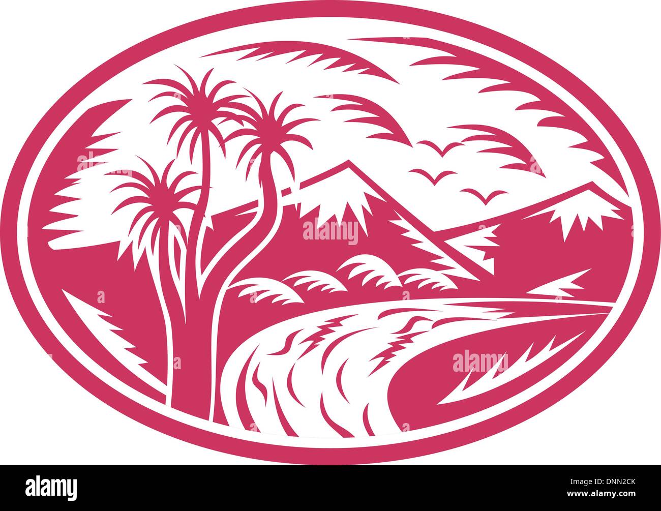 River landscape artwork Stock Vector Images - Alamy
