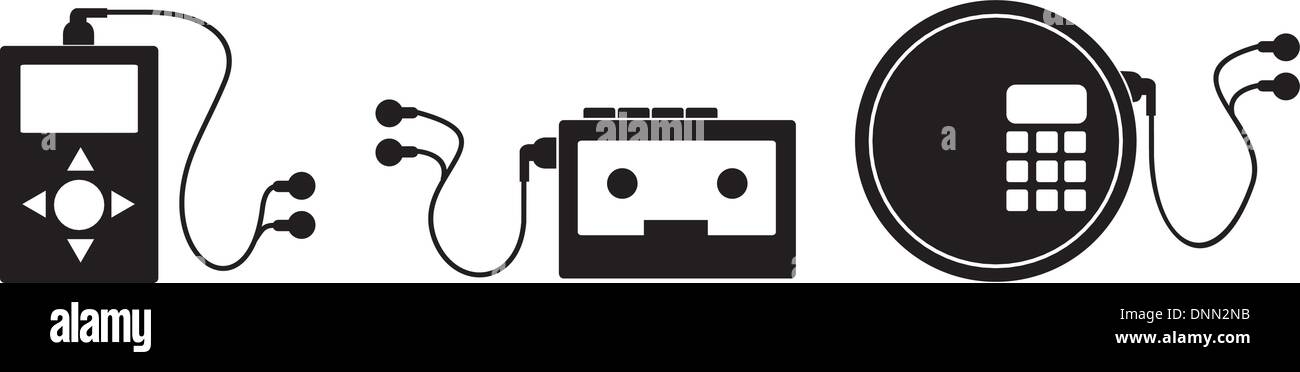 Illustration of music device isolated on white background done in retro ...