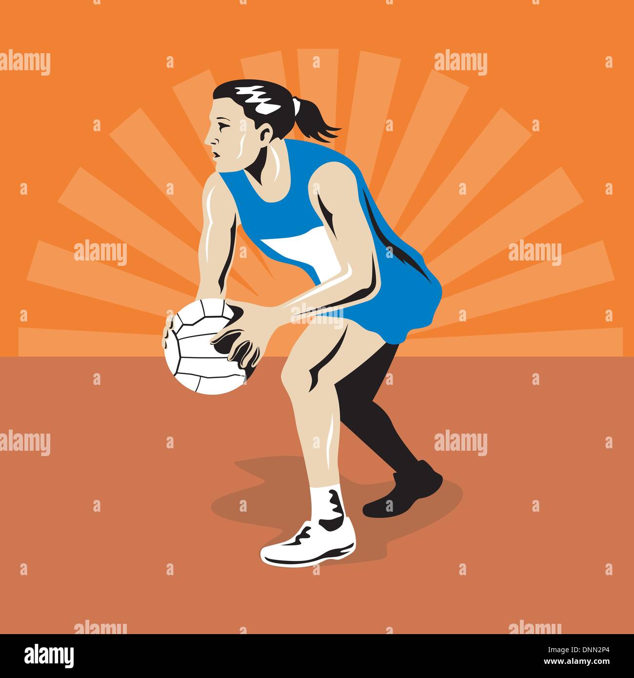 Illustration of a netball player done in retro style Stock Vector Image ...
