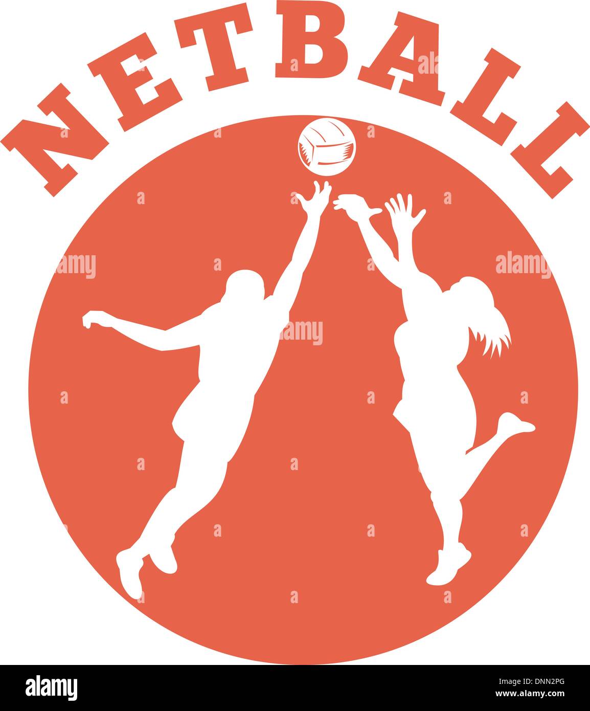 illustration of a netball player jumping and rebounding for ball set ...