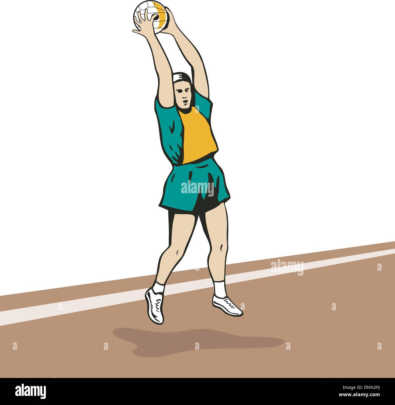 Netball player rebounding ball Stock Vector Images - Alamy