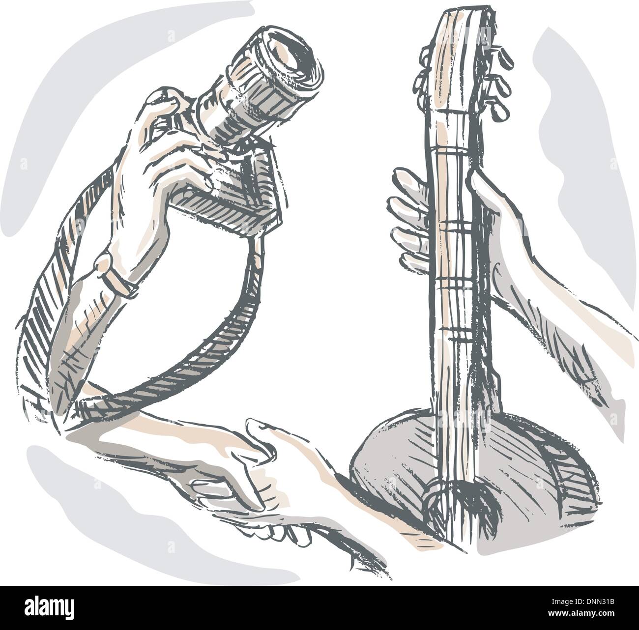 hand sketched illustration of Barter swapping hands with camera and ...