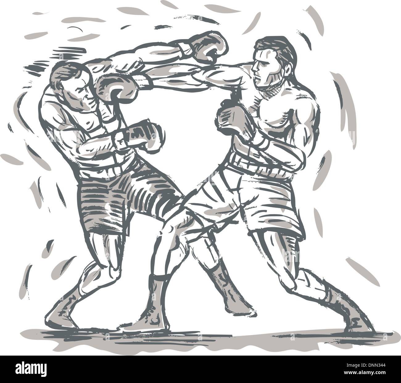 Boxing sketch Cut Out Stock Images & Pictures - Alamy