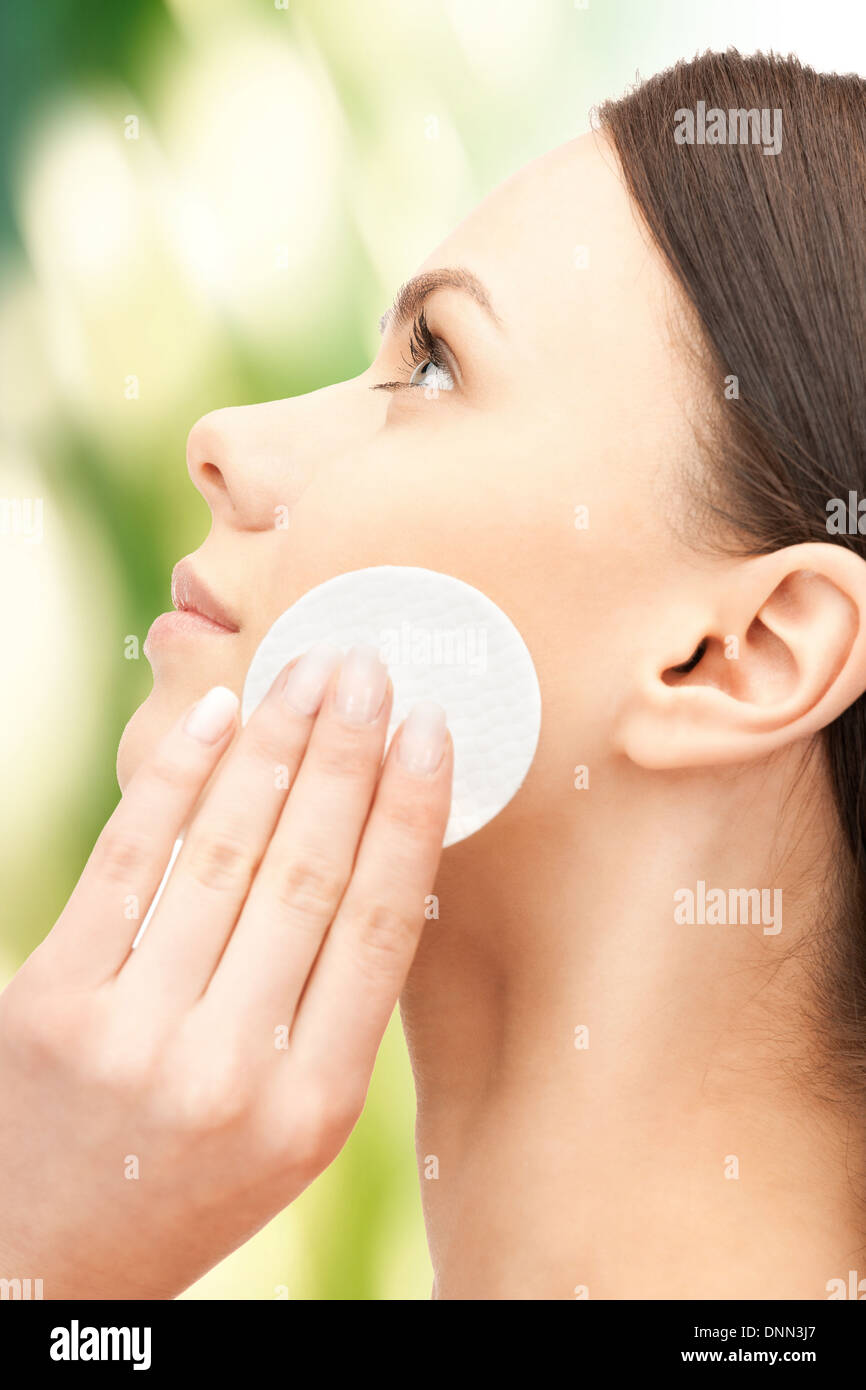 beautiful woman with cotton pad Stock Photo - Alamy