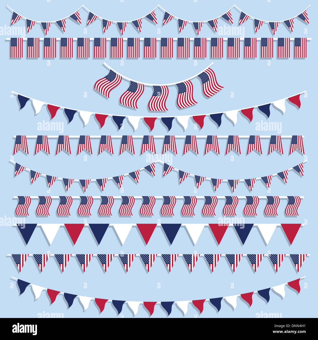 Collection of bunting and pennants with American flag design Stock ...