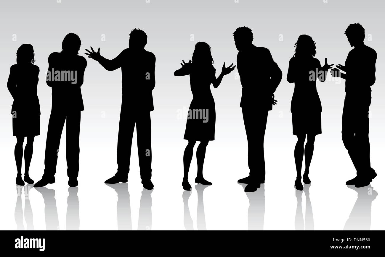 Group Of People Talking Silhouette