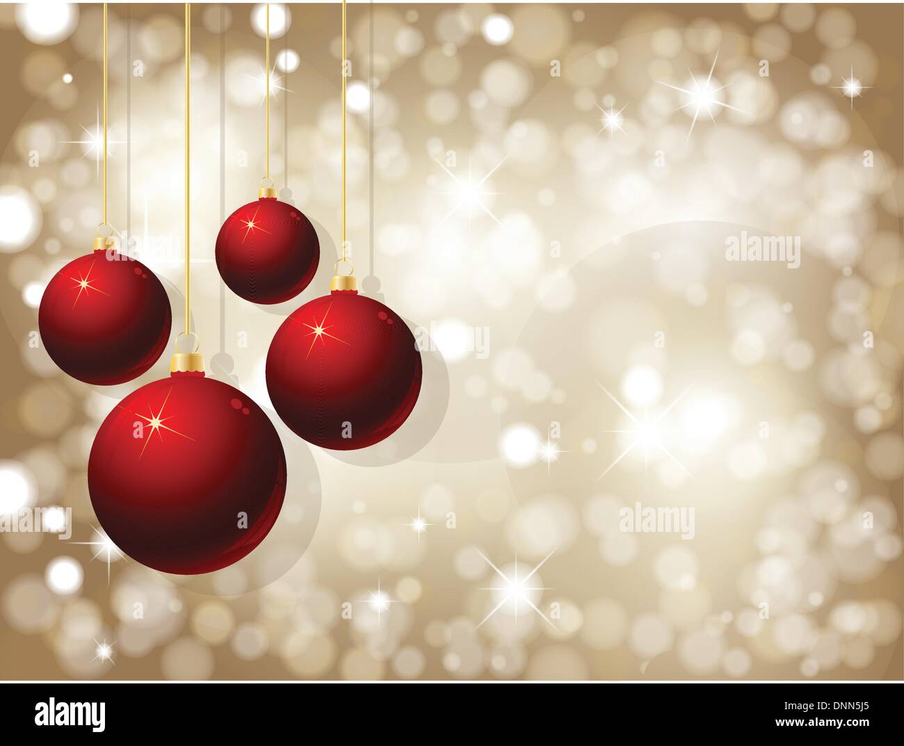 Christmas baubles on a glittery gold background Stock Vector Image ...