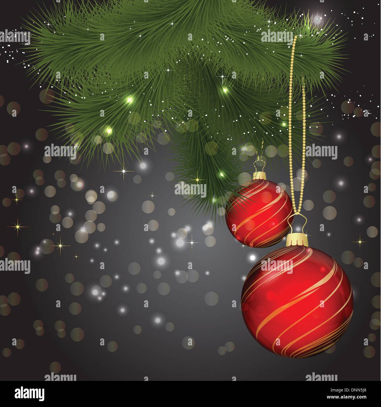 Fir tree branch baubles Stock Vector Images - Alamy