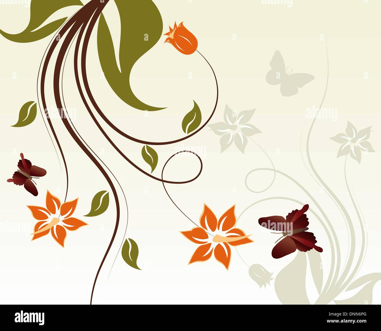 Floral vector background with leaves and flowers Stock Vector Image ...