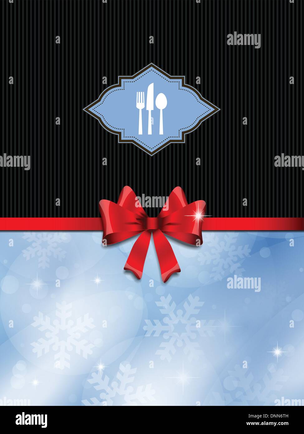 Menu design with ribbon and snowflakes - ideal for Christmas Stock ...
