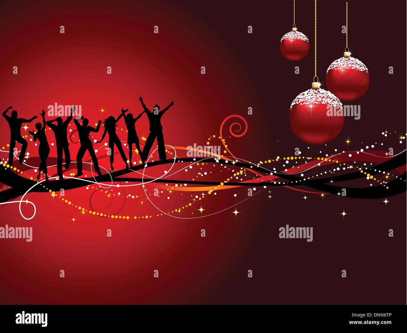 Silhouettes of people dancing on a Christmas background Stock Vector ...