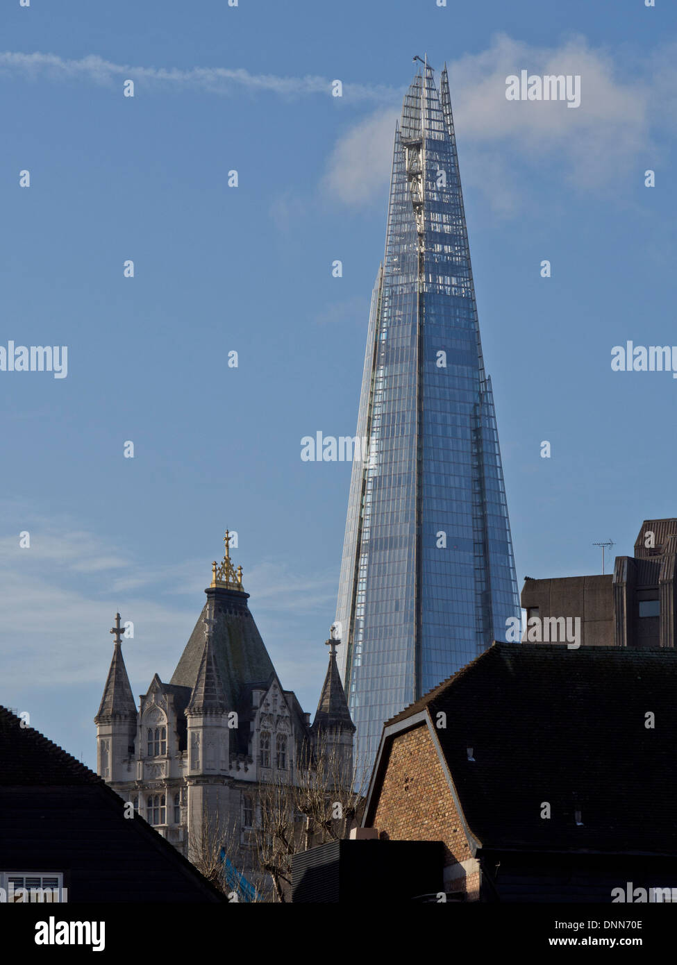 View of the Shard, tallest building in Europe, with Tower of London in ...