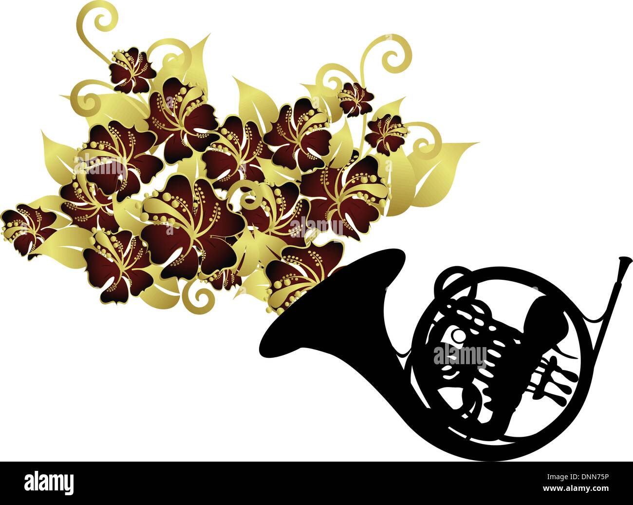 Wind instrument with Floral border for design use. Vector illustration ...