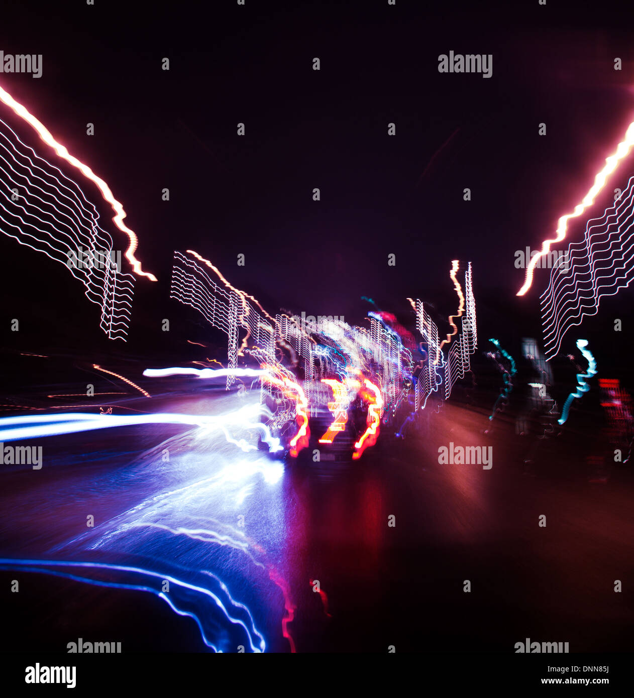 moving car abstract, blurred citylights Stock Photo - Alamy