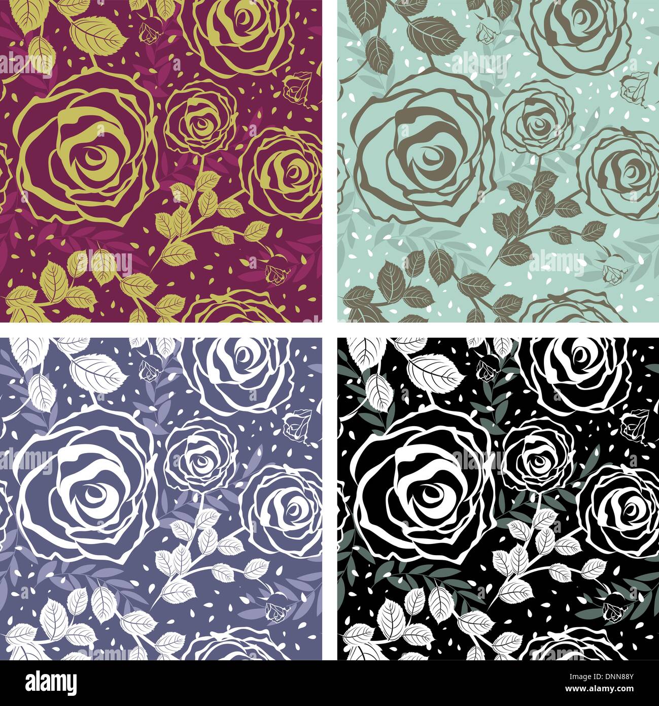 Seamless floral pattern set in different color. For easy making ...