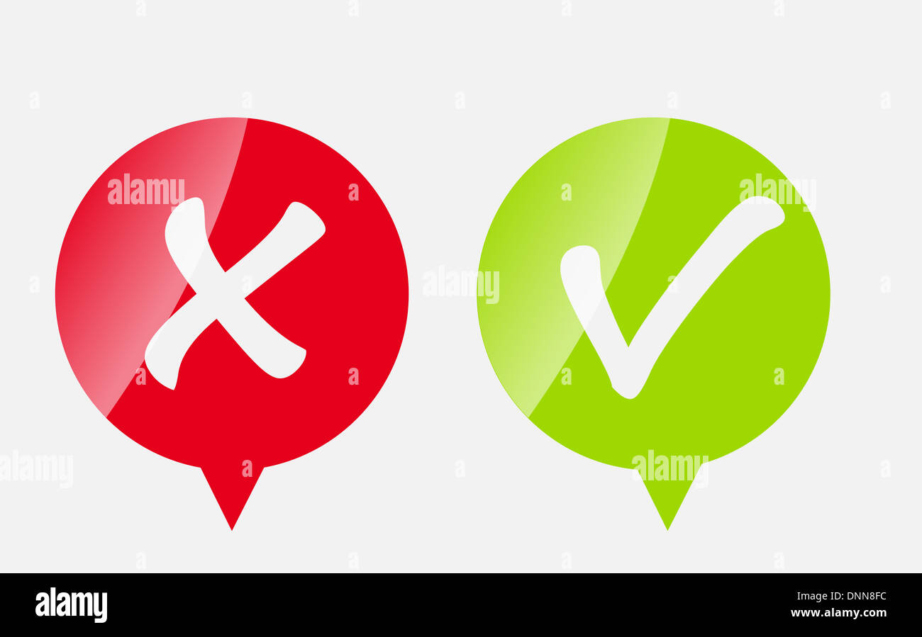 Vector Red and Green Check Mark Icons Stock Photo - Alamy