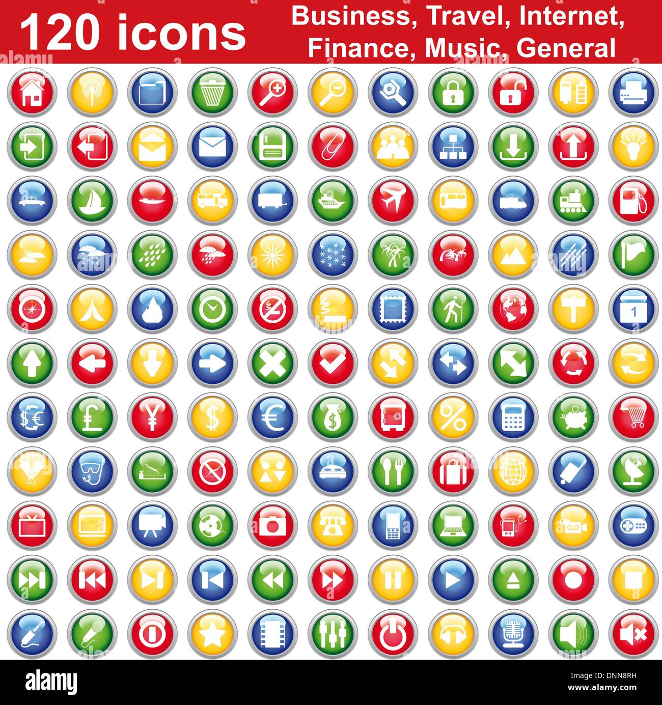 Biggest collection of 120 different icons for using in web design Stock ...
