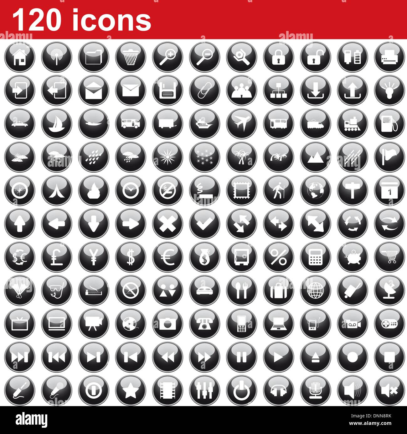 Biggest collection of 120 different icons for using in web design Stock ...