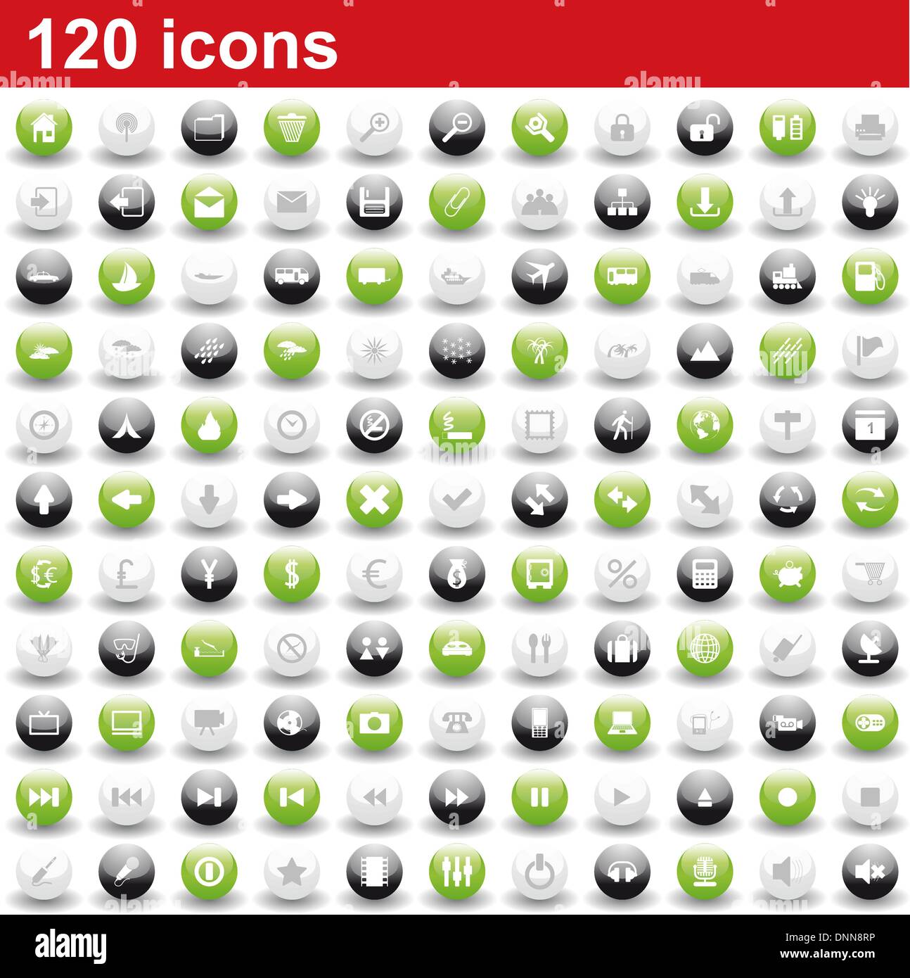 Biggest collection of 120 different icons for using in web design Stock ...